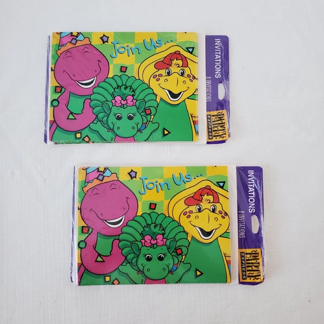 VINTAGE 1996 BARNEY BJ and Baby Bop Birthday Party Invitations 2 Packs ...