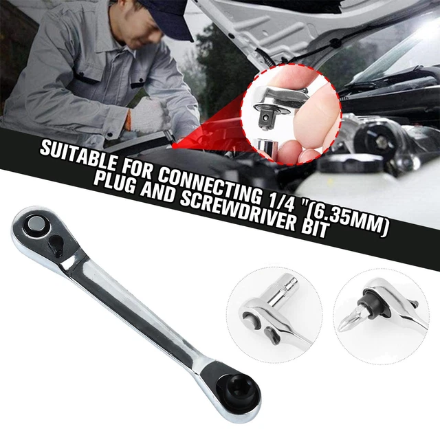 MINI 1/4& DRIVE Ratchet Double Ended Quick Socket Wrench Rod AUS C3Y1 ...