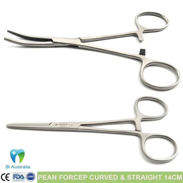 HEMOSTATIC PEAN CURVED & Straight 14cm Artery Clamp Surgical Needle ...