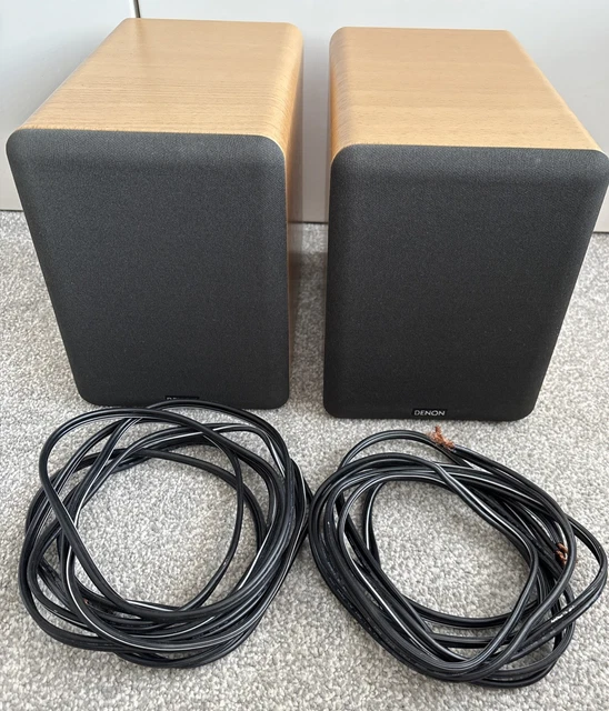 DENON SC-M73 BOOKSHELF Hi-Fi Stereo Speakers 6ohm 60-120watt- VGC + 6m ...