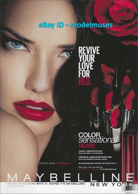 MAYBELLINE COSMETICS 1-PAGE Magazine PRINT AD Spring 2015 ADRIANA LIMA ...