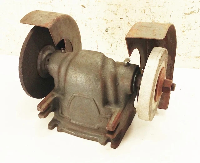 VTG ANTIQUE CAST iron belt drive 5" bench grinder buffer tool usa Delta ...