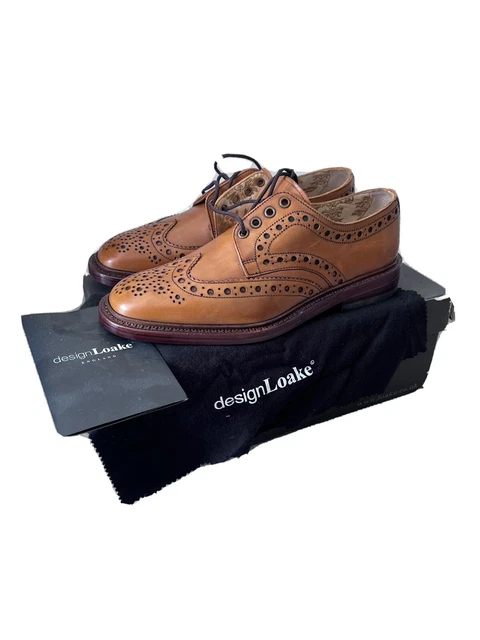 MENS LOAKE DESIGN Sutherland Tan Leather Brogue Lace Up Shoes Size 7.5 ...