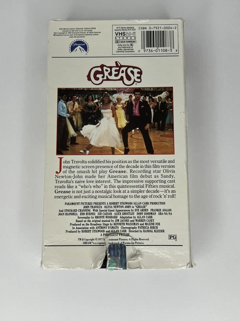 GREASE VHS VCR Video Tape Used Movie John Travolta Olivia Newton John £ ...