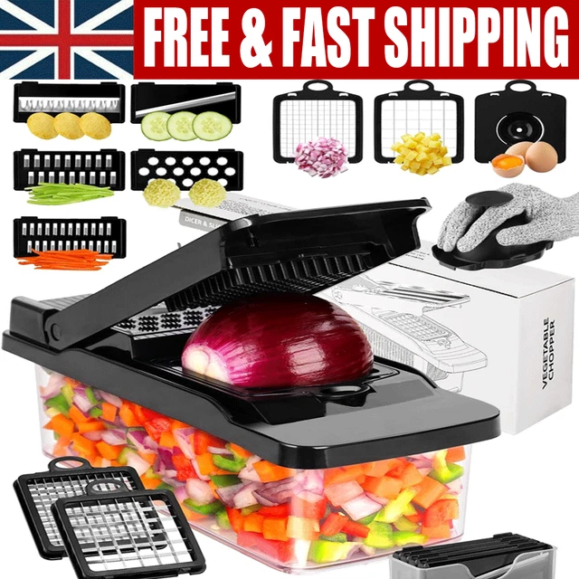 8-IN-1 VEGETABLE FRUIT Chopper Cutter Food Onion Veggie Dicer Slicer ...