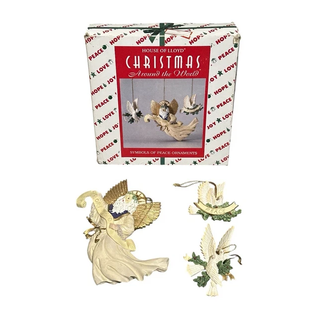 HOUSE OF LLOYD Symbols of Peace Angel Ornaments Set of 3 Christmas 3D 5 ...