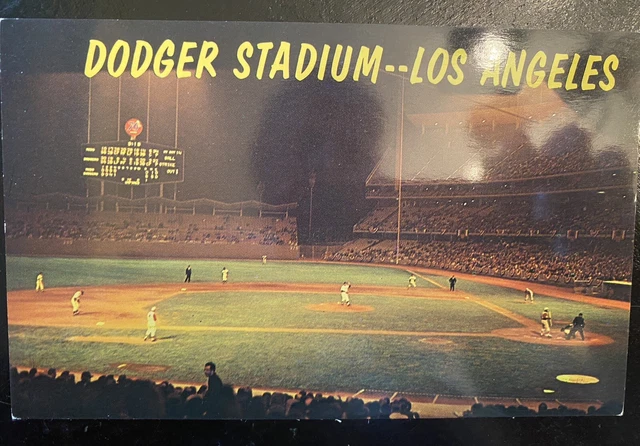 LOS ANGELES CALIFORNIA CA Dodger Stadium Night View Postcard VINTAGE ...