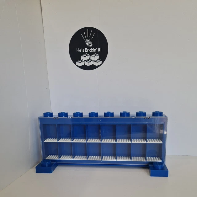 LEGO MINIFIGURE DISPLAY Case - Holds 16 Minifigures - Blue with White ...