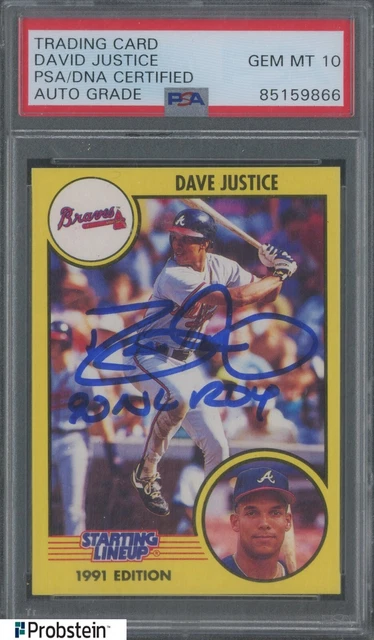 CARTE DE DÉMARRAGE Kenner signée 1991 Dave Justice BRAVES avec 90 ROY ...