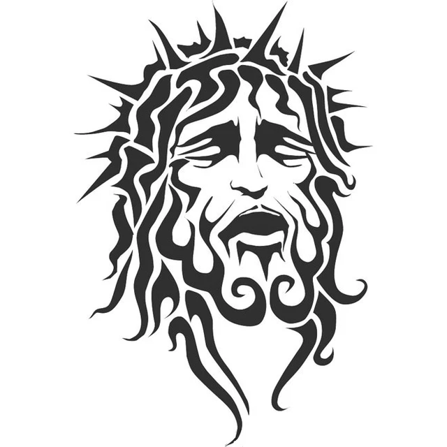 RELIGIOUS JESUS HEAD With Thorn Crown Tribal Art Design Car Decal ...