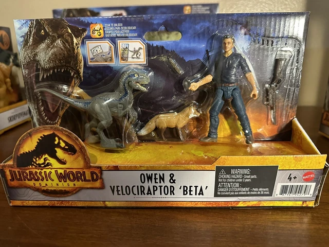 JURASSIC WORLD DOMINION Owen & VELOCIRAPTOR BETA Figures New! Mattel ...