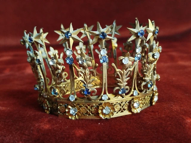 RARE - COURONNE de Vierge de Procession en bronze doré et sculpté ...