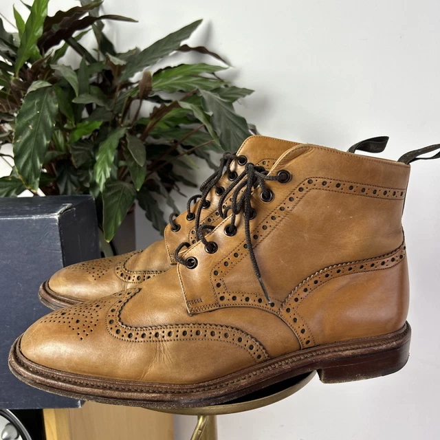 LOAKE 1880 BURFORD II Tan Brown Leather Derby Brogue Boots Shoes UK 10. ...