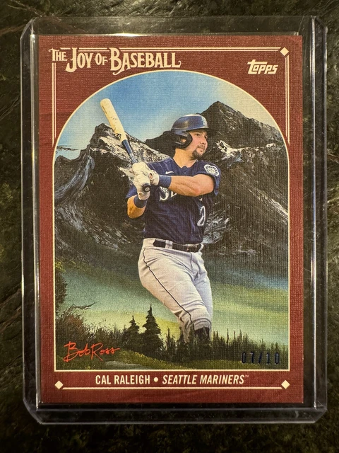 2023 TOPPS X Bob Ross Joy of Baseball CAL RALEIGH rosso cremisi SSP/10 ...