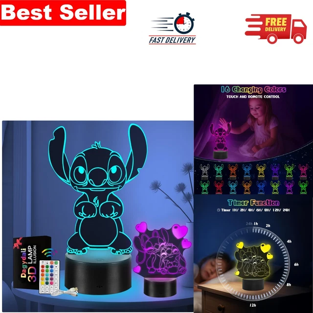 CHARMING STITCH NIGHTLIGHT - USB/Battery, 16 Colors, Remote & Touch ...