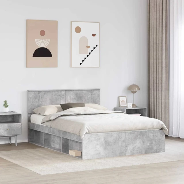 BED FRAME WITH Headboard Concerte 140 x 200 cm Engineered wood vidaXL £ ...