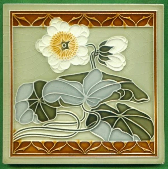 JUGENDSTIL FLIESE KACHEL, Art Nouveau Tile, Tegel, Boizenburg, weiße Blume EUR 52,00 - PicClick DE