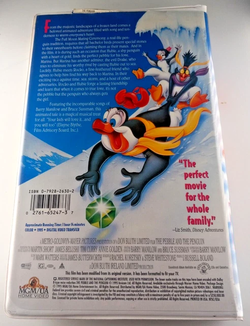 THE PEBBLE AND the Penguin (VHS) 1995 Martin Short, Jim Belushi TESTED ...