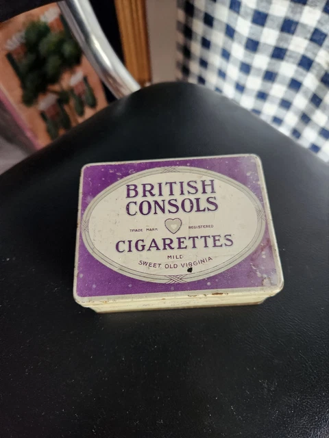VINTAGE BRITISH CONSOLS Mild Sweet Old Virginia Cigarettes Metal Tin ...