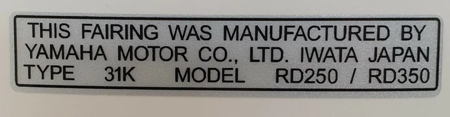 YAMAHA RD350 YPVS 31K Lc2 Cockpit Fairing Decal £7.61 - PicClick UK