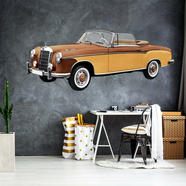 3D YELLOW CAR G92 Car Wallpaper Mural Poster Transport Wall Stickers ...