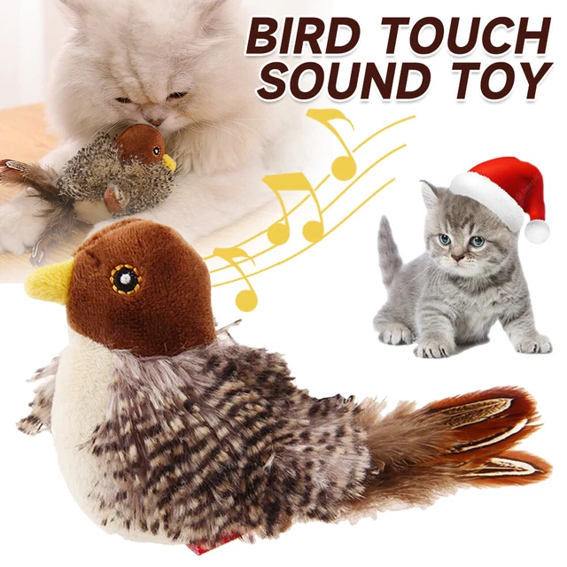 LIFELIKE CHIRPING BIRD Cat Interactive Toy Sound Simulated Electronic ...