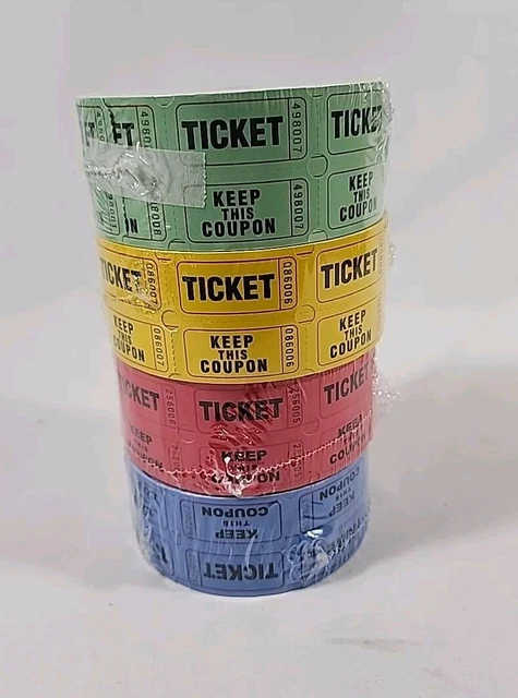 DOUBLE STUB RAFFLE Tickets Split the Pot 50/50 4 Rolls 2000 per Color ...
