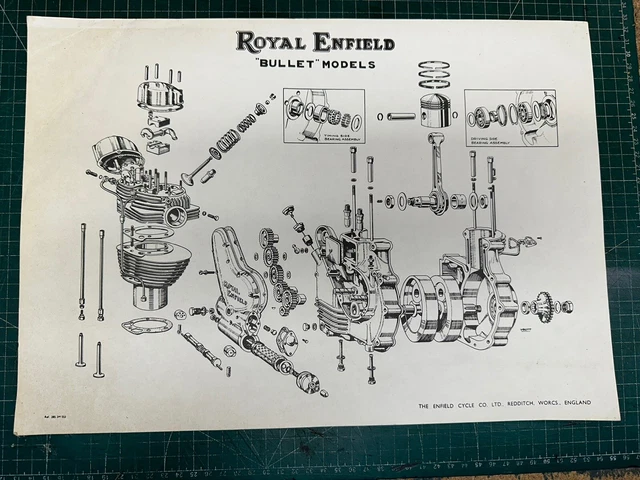 ROYAL ENFIELD BULLET Engine - Exploded view Technical Drawing..A3 size ...