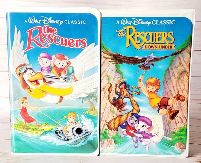 DISNEY'S THE RESCUERS & Rescuers Down Under Black Diamond Clamshell VHS ...