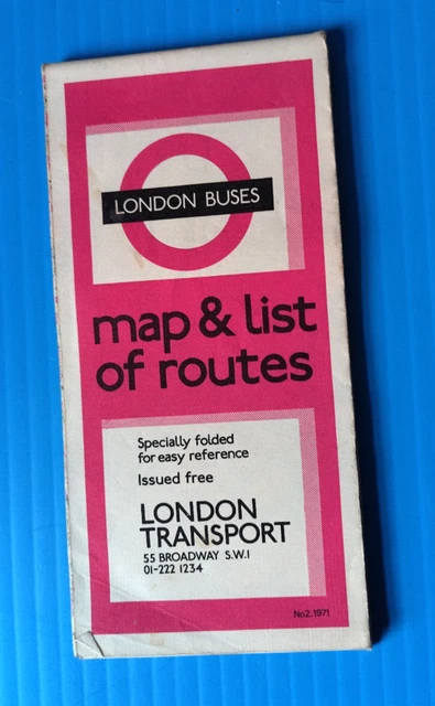 LONDON TRANSPORT CENTRAL buses map No 2 1971 - unused. Print 571/12344M ...