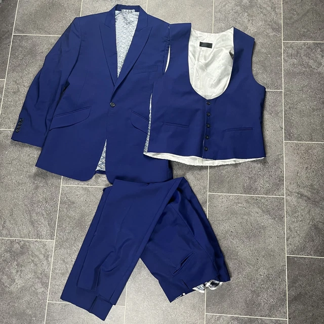 WILLIAM HUNT SAVILLE Row 3 piece full suit blazer waistcoat trousers ...