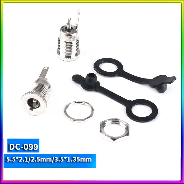 DC POWER CONNECTOR Plug Socket Jack Female Panel Mount 1.35mm 2.1mm 2 ...