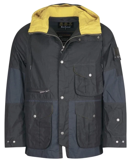 BARBOUR MEN’S GOLD Standard Mullion Casual Jacket Hooded Black/Navy LG ...