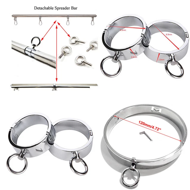 BDSM BONDAGE SET Adjustable leg Spreader Bar Handcuffs Ankle Cuffs ...