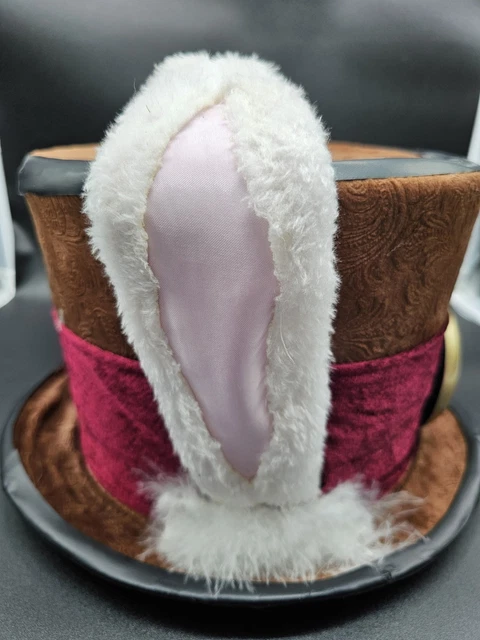 ALICE IN WONDERLAND Mad Hatter White Rabbit Top Hat Adult Costume Bunny ...