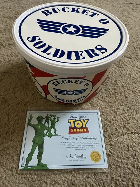 DISNEY PIXAR THINKWAY Toys Toy Story Bucket Of Soldiers 72 Soldiers COA ...