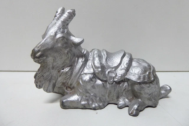 ANTIQUE CAST METAL Goat Statue Ink Well - Decorative Desk Top Pen Ink ...