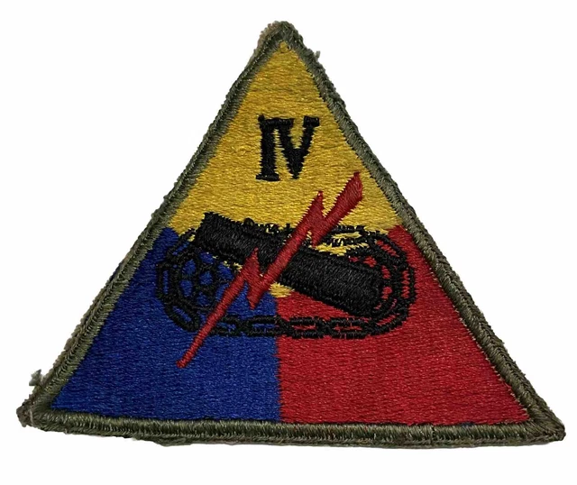 ORIGINAL WWII U.S. Army 4th IV Armored Corps Cut Edge OD Border Patch ...