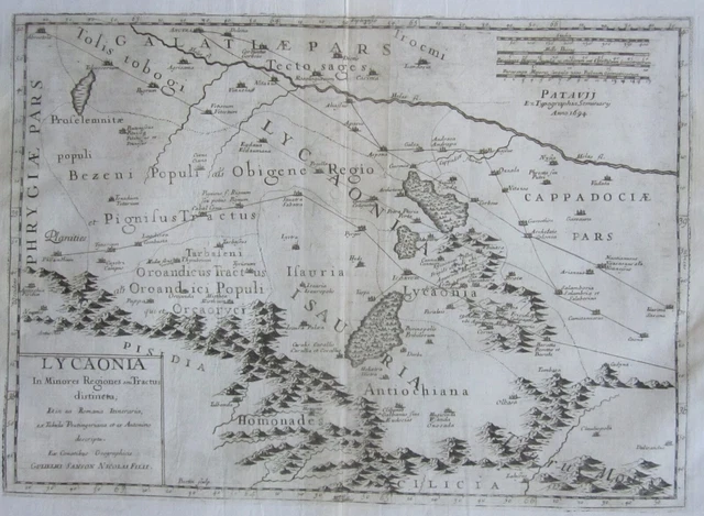 1699 LYCAONIA MAP Sanson Likaonya Konya Isparta Aksaray Ankara Mersin ...