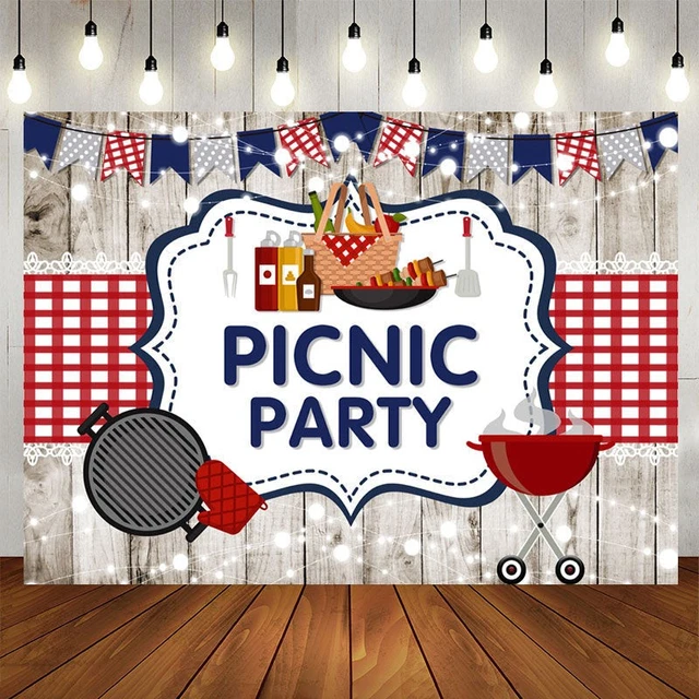 RED BLUE FLAGS And White Wood Picnic Birthday Backdrop $35.97 - PicClick AU