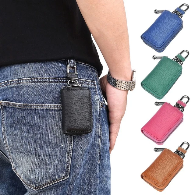 LEATHER KEYCHAIN HOLDER Hook Coin Purse Universal Car Key Bags Men ...