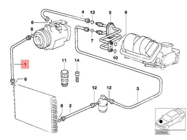 GENUINE BMW E36 Saloon Refrigerant Discharge Hose Line OEM 64538372122 ...