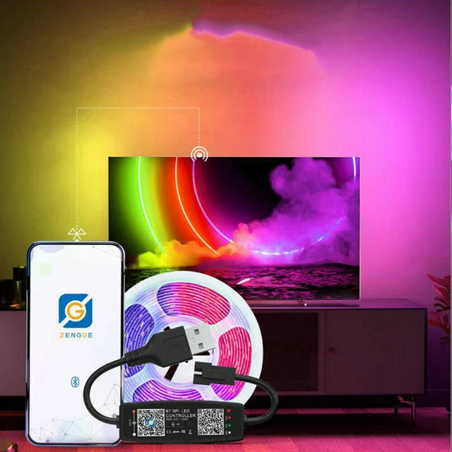 USB RGB WS2812B LED Strip Light BLUETOOTH app Backlight for LCD TV PC ...