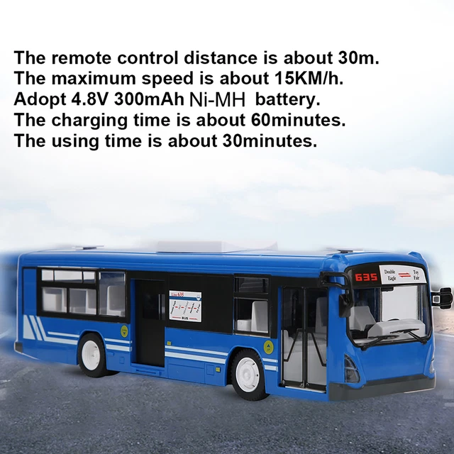 (BLUE)BLUE REMOTE CONTROL Bus 2.4GHz Electric With Simulation Sound ...