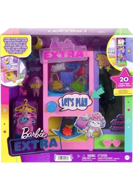 BARBIE EXTRA SURPRISE Fashion Playset with 20 Pieces & Pet Poodle ...