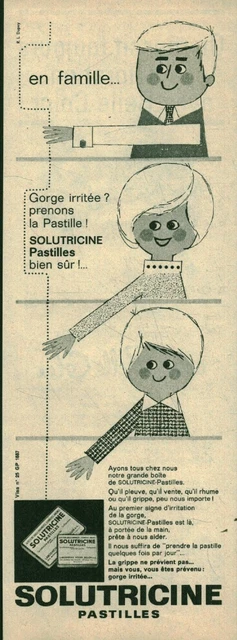 PUBLICITÉ ANCIENNE PHARMACEUTIQUE pastilles Solutricine 1961 issue de ...