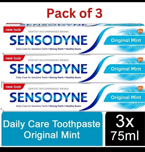SENSODYNE SENSITIVE TEETH Toothpaste Original Mint Daily Care 75ml Pack ...