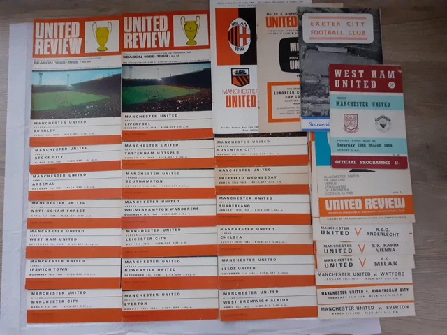 MANCHESTER UNITED PROGRAMMES bulk 1968/69 ×31 £31.90 - PicClick UK