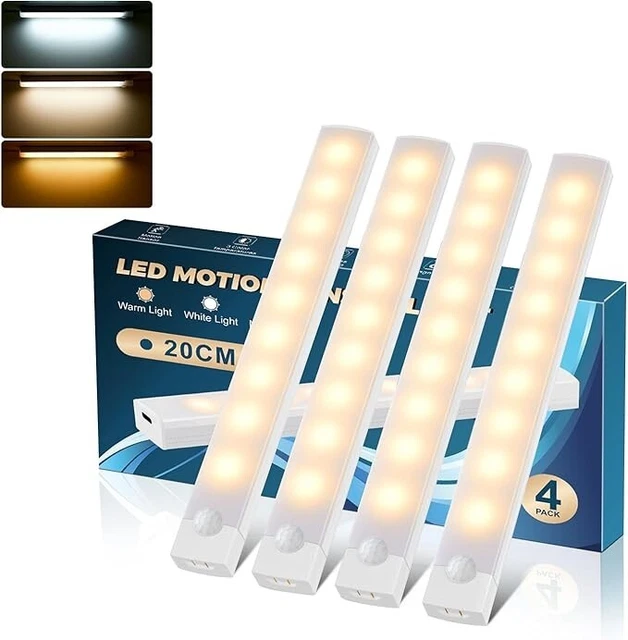 UNDER CABINET KITCHEN Lights 4 Pack USB-C Rechargeable Motion Sensor ...
