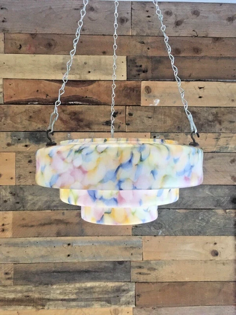 GORGEOUS 1930'S ART Deco Stepped Ceiling Flycatcher Spatter Glass Light ...